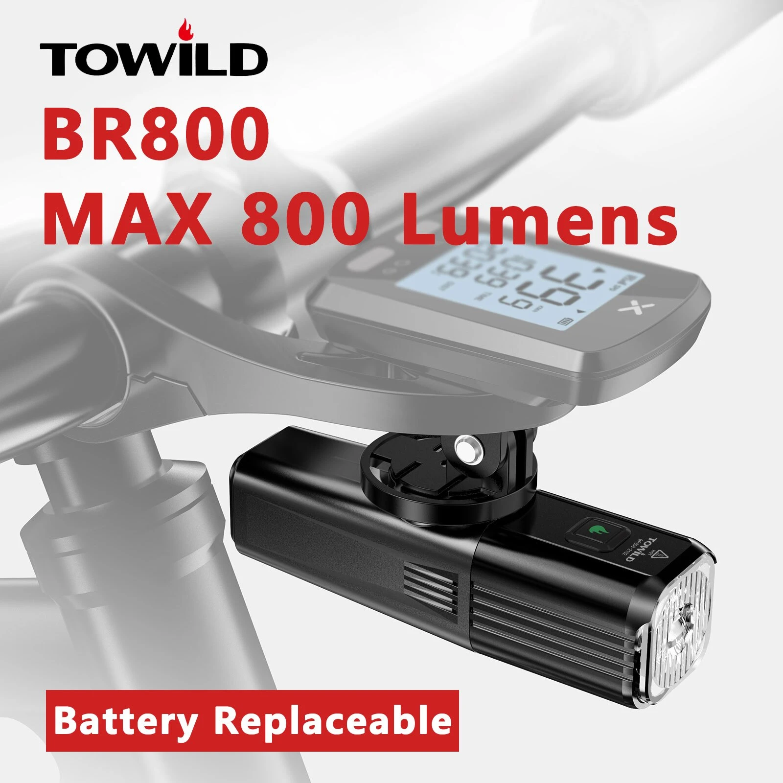 TOWILD BR800 Bike Light TypeC 18650 2000mAh Bateria Mutável LED MTB Frente Lâmpada Farol ...