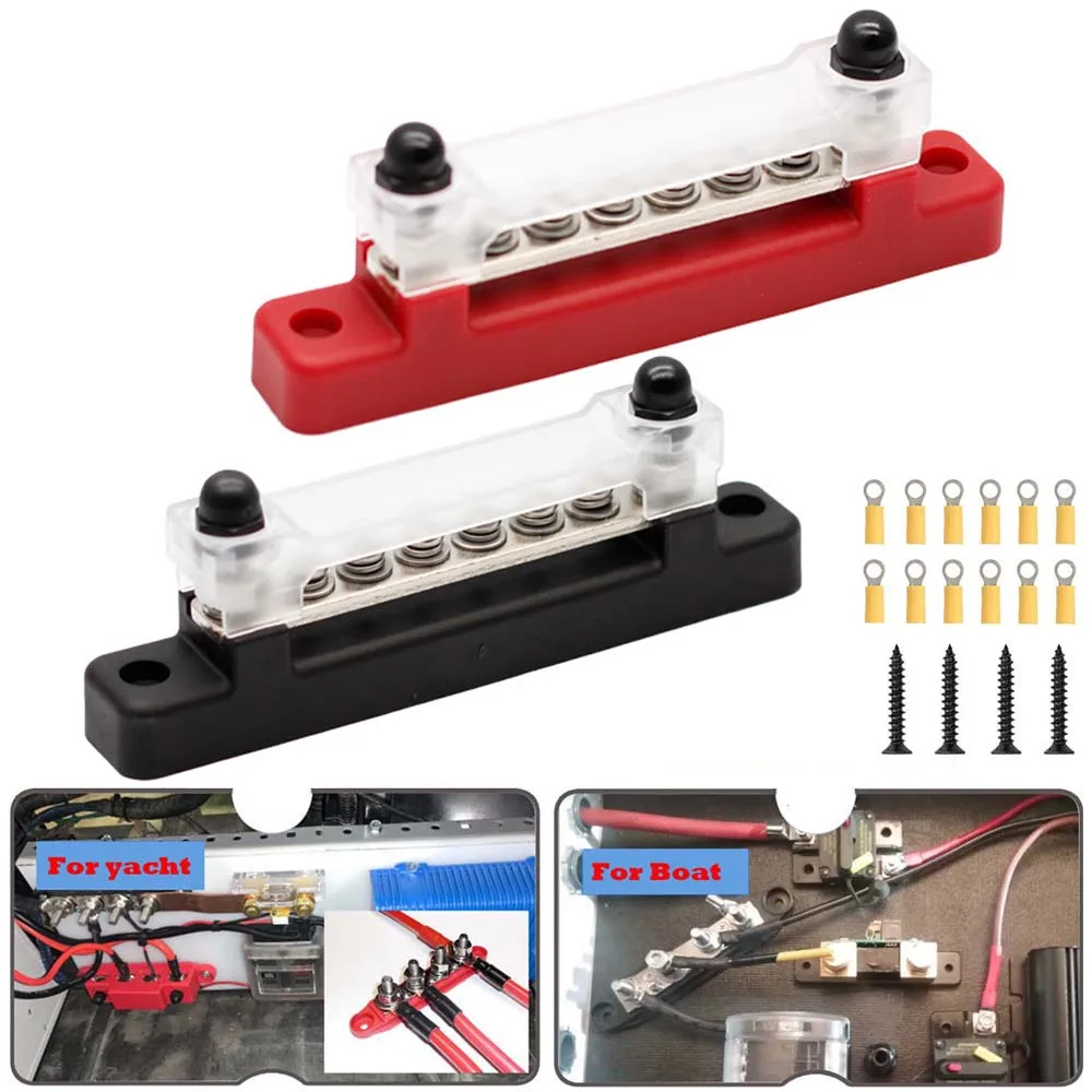M6 Car Terminal Block Negative Bus Bar 12V 150A Terminal Block 1/4" Power Distribution Block M8 ...
