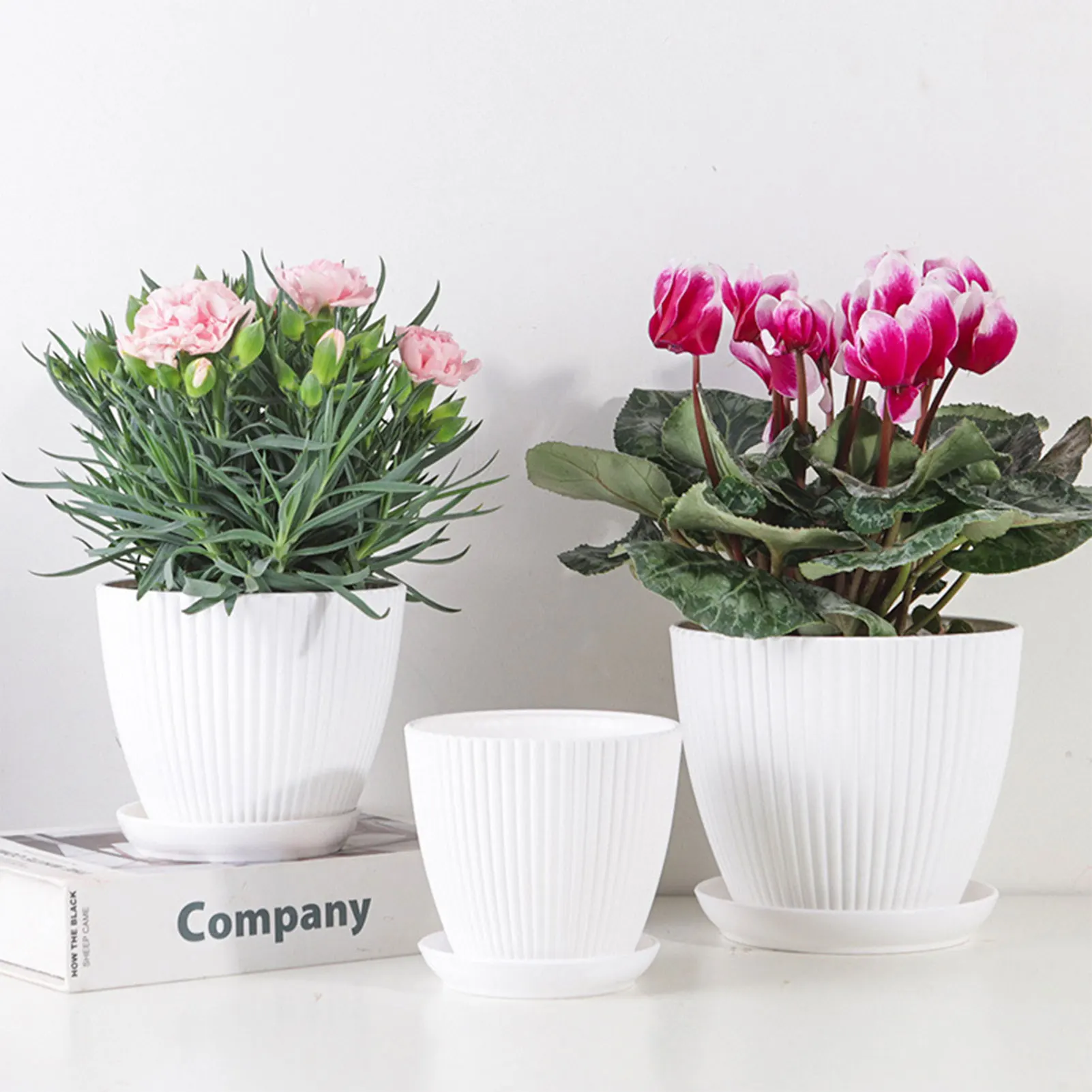 Resin Indoor Planter Flower Pots with Two Drainage Holes for Indoor ...