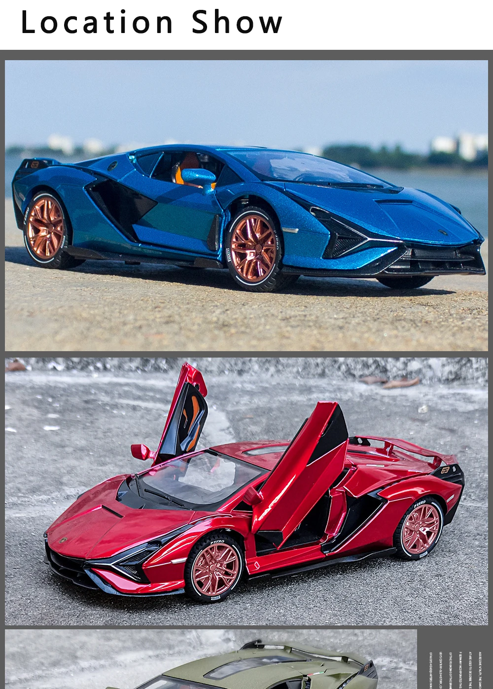 La couleur noire Modèle de voiture Lamborghinis en alliage, 1:24 ...