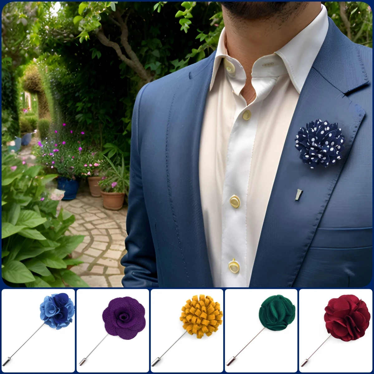 Mens Lapel Flowers Colorful Wedding Classic Accessory Groom Gift ...