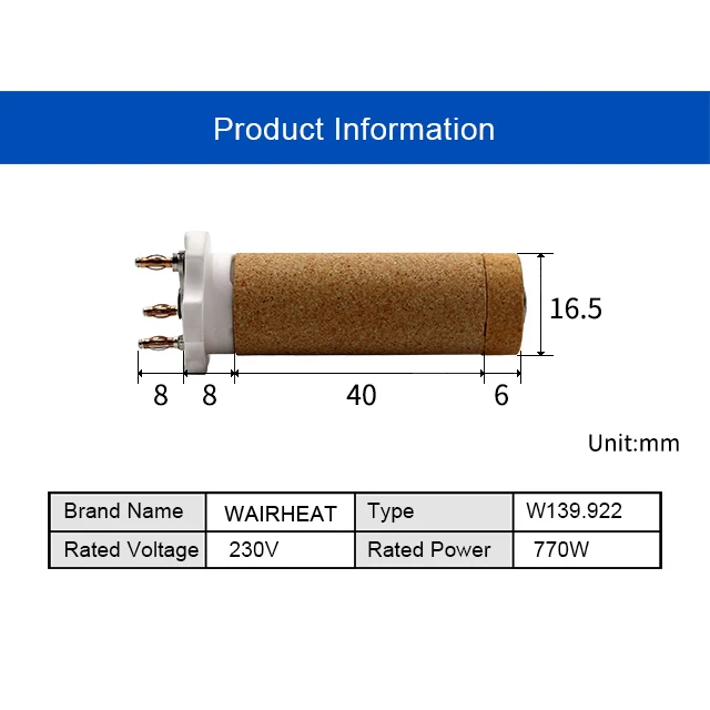 0.77kw Process Heat 139.922 230V 770W Mini Ceramic Heating element for ...