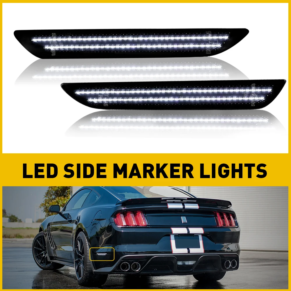 2Pcs LED Rear Side Marker Lamps White Red Lights For Ford Mustang 2015 ...