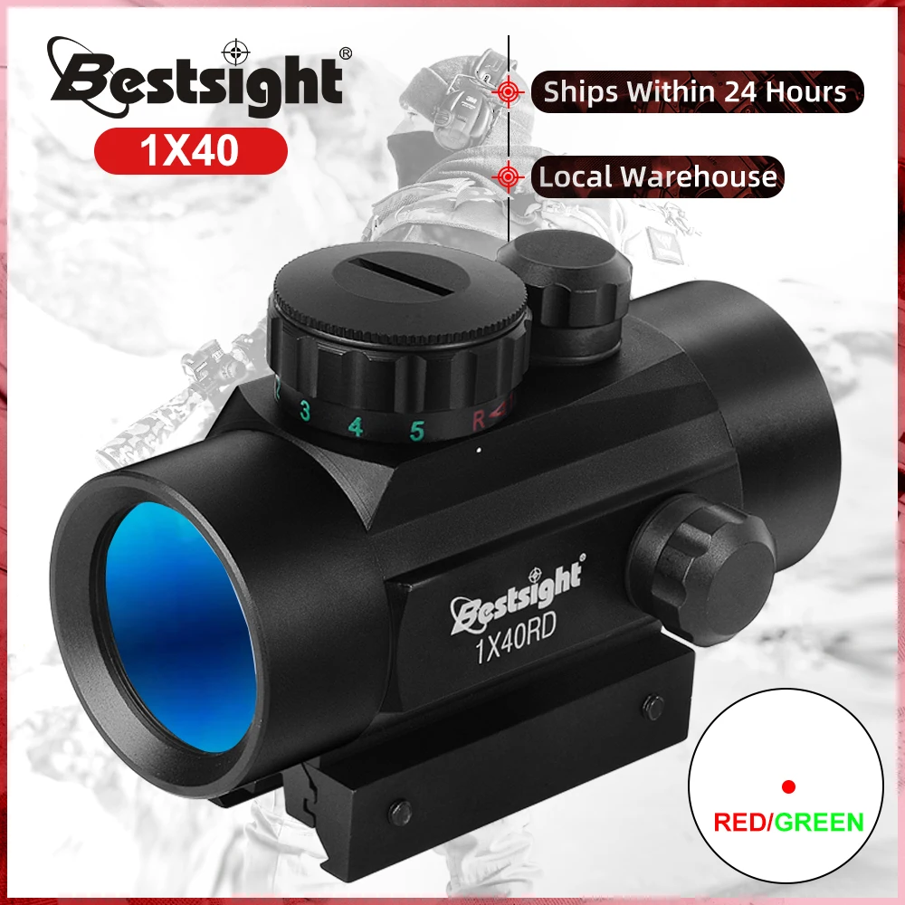 1x40 Red Dot Scope Sight Tactical Rifle scope Green Red Dot Collimator ...
