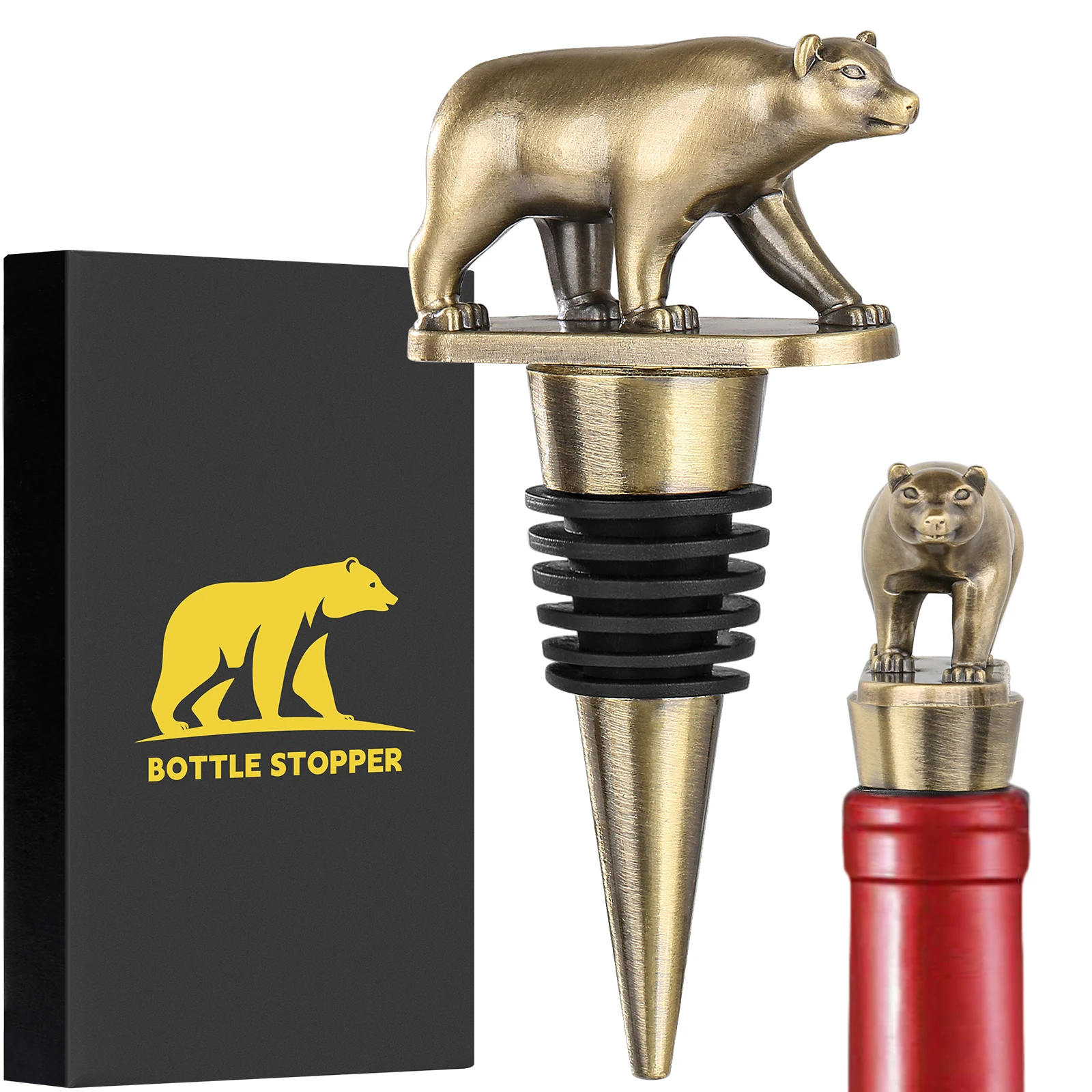 LKKCHER-Bear-Wine-Stopper-Wild-Animals-Original-Bottle-Stoppers-for-Champagne-Bar-Accessories ...