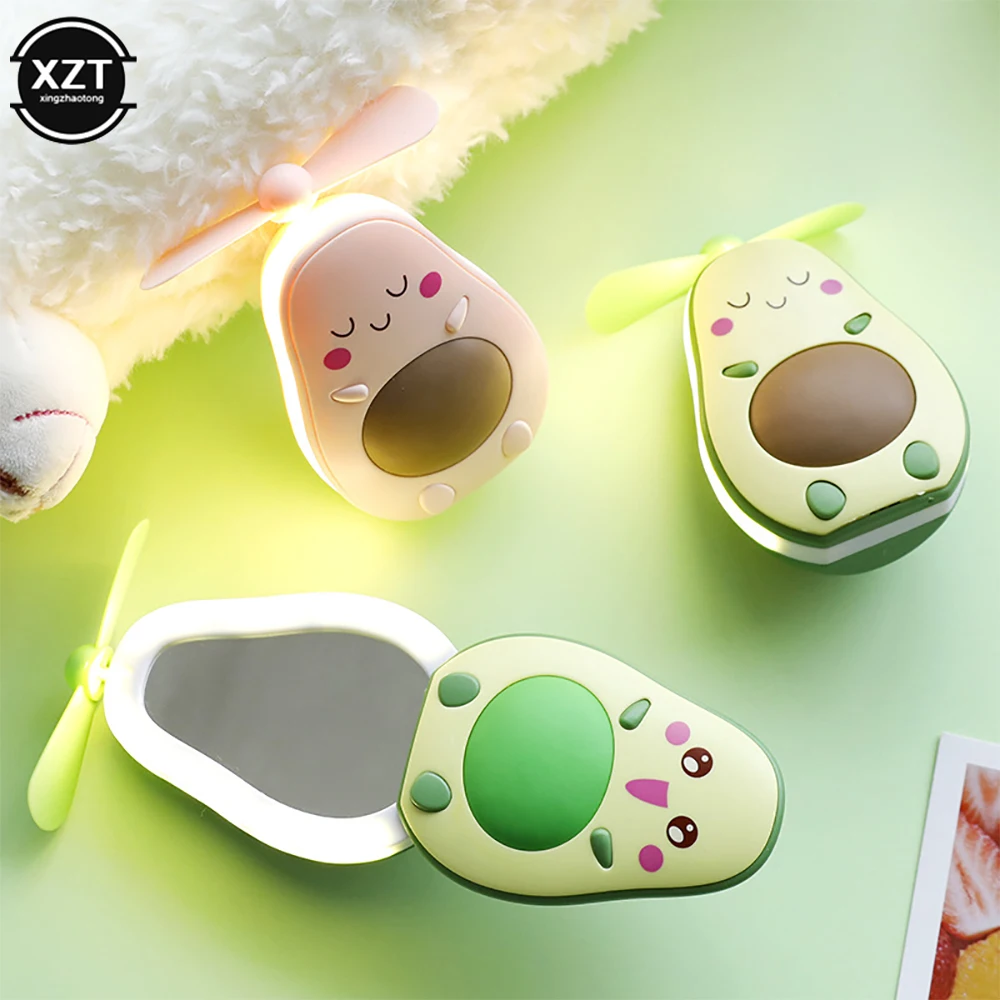 Mini-Multifunctional-LED-Makeup-Mirror-and-Fan-2-In-1-Integrated-Cute ...