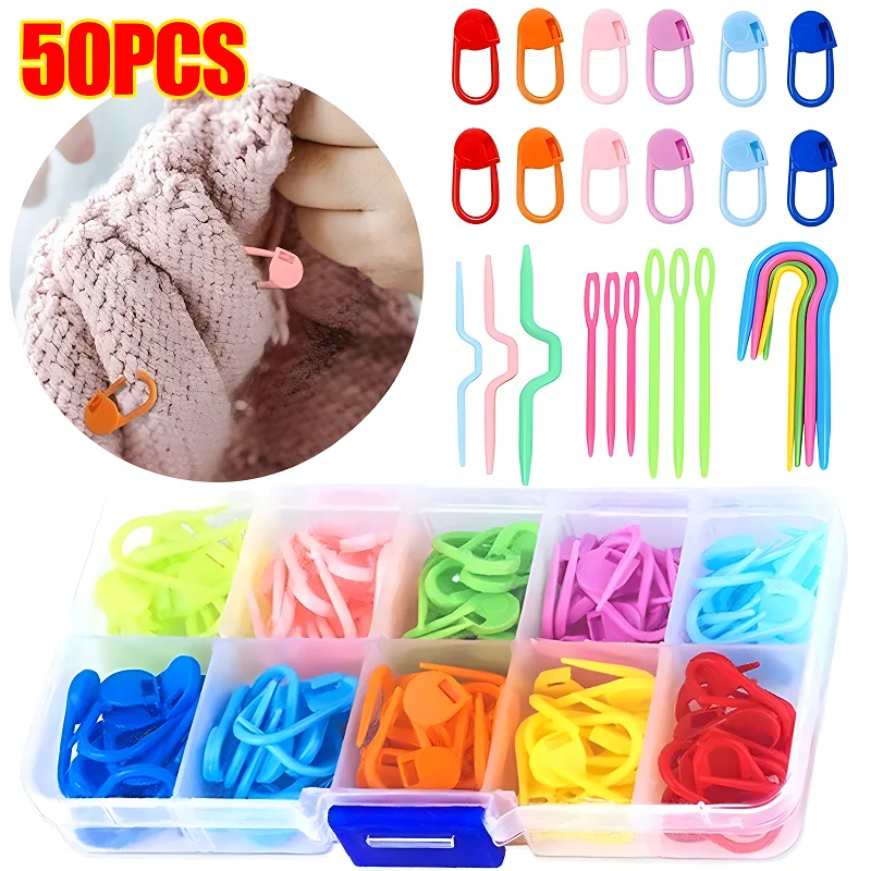 Mini-Sewing-Knitting-Kits-Plastic-Crochet-Locking-Stitch-Marker-Multi ...