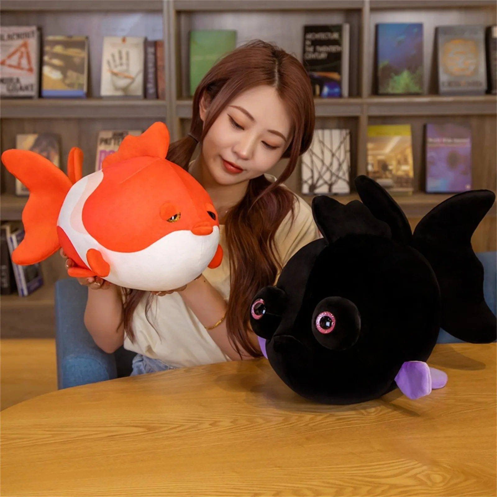 35cm-Down-Cotton-Stuffed-Goldfish-Doll-Plush-Red-Black-Flatfish-Toy ...