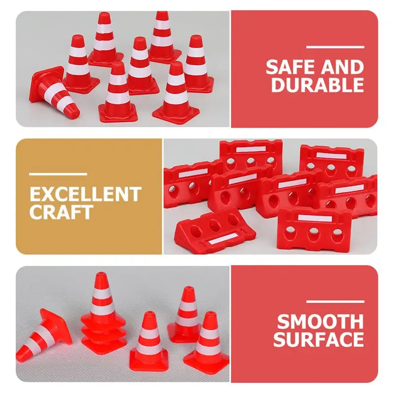 24pcs Mini Traffic Cones Fences Traffic Road Signs Playset Traffic ...