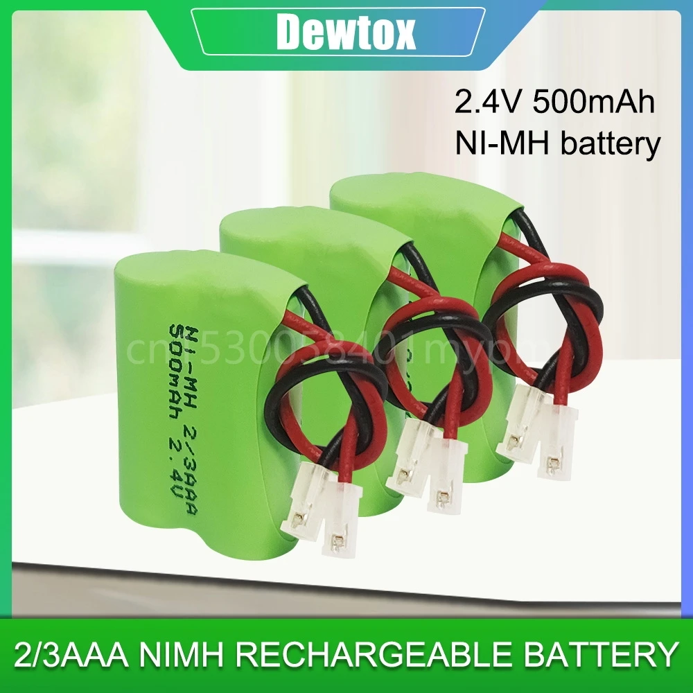 2.4V 2/3AAA 500mAh 2/3 AAA Rechargeable Ni MH Battery Cell Pack With Plugs For RC Toys Cordless ...