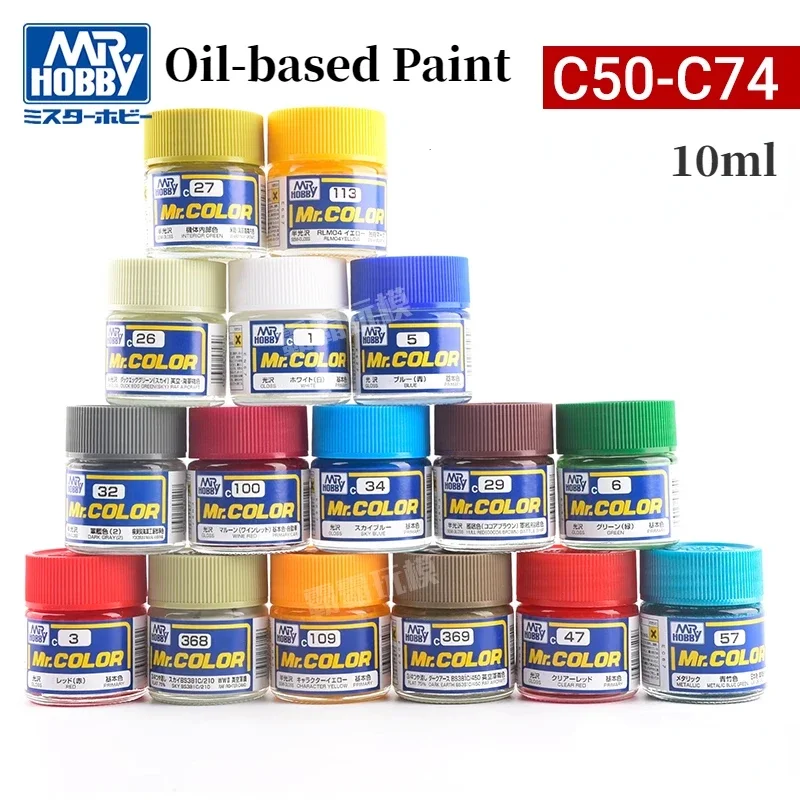 Mr-Hobby-10ml-C50-C74-Oil-based-Paint-Primary-Series-Gloss-Metallic ...