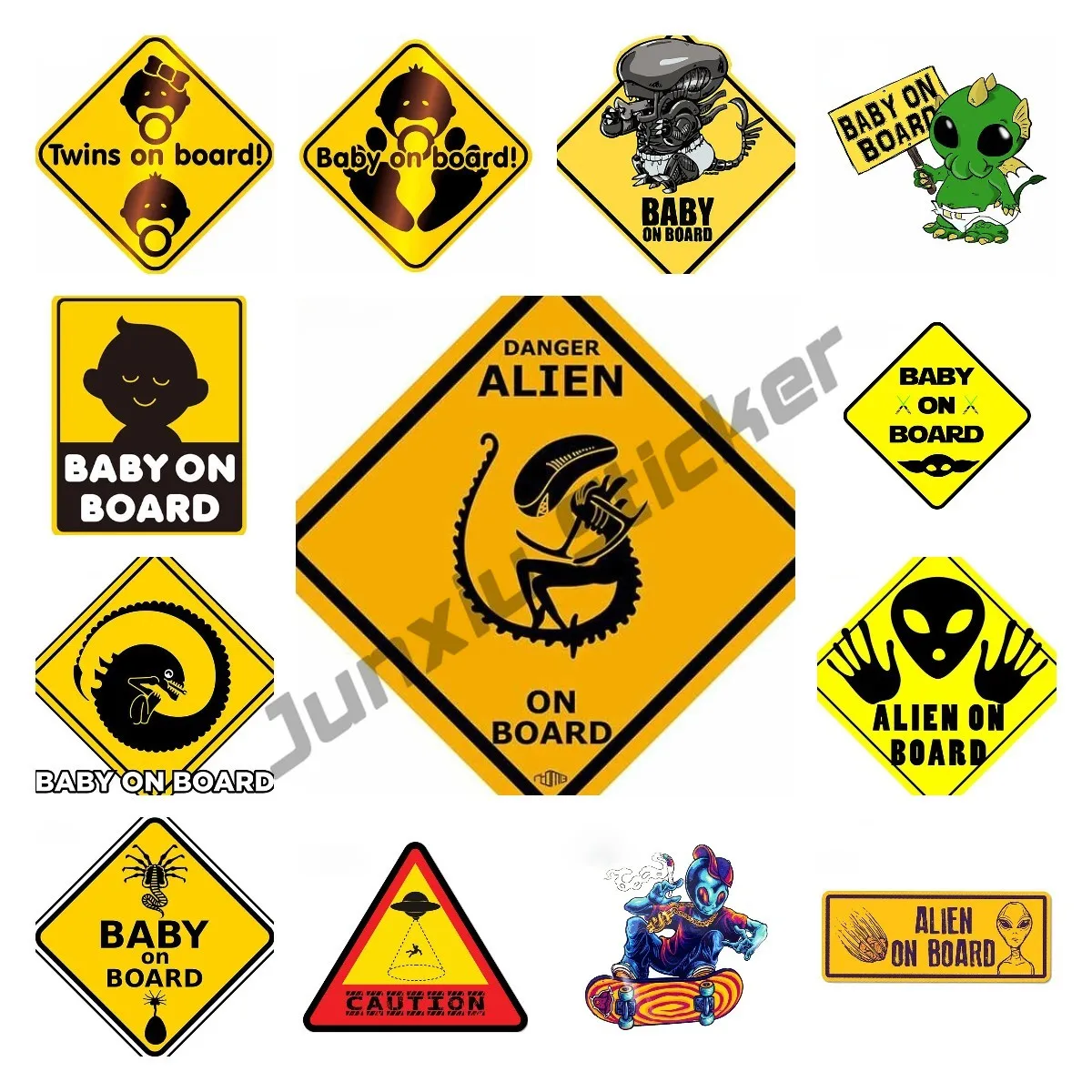 Alien on Board Vinyl Baby On Board Signs Car Stickers Anime Waterproof ...