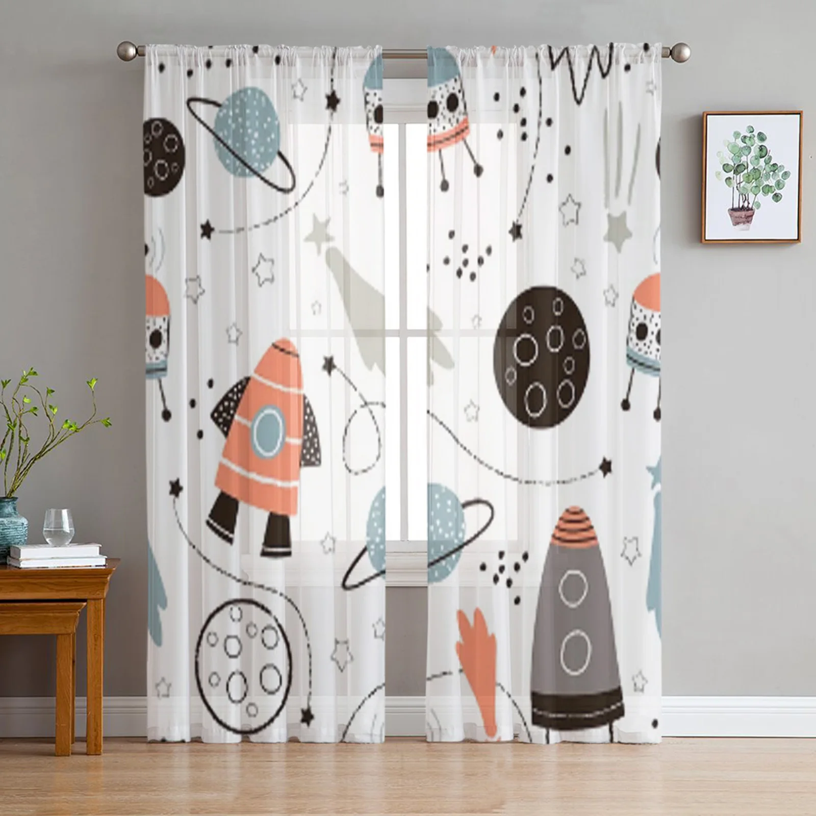 Cute-Rocket-Moon-Space-Pattern-Tulle-Sheer-Window-Curtain-for-Living ...