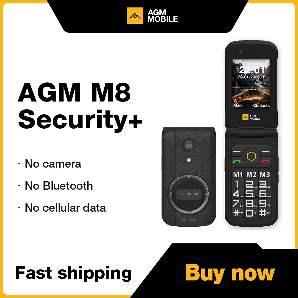 AGM M8 Security+ Flip Mobile Phone Elderly Feature Phone SOS Quick Call ...