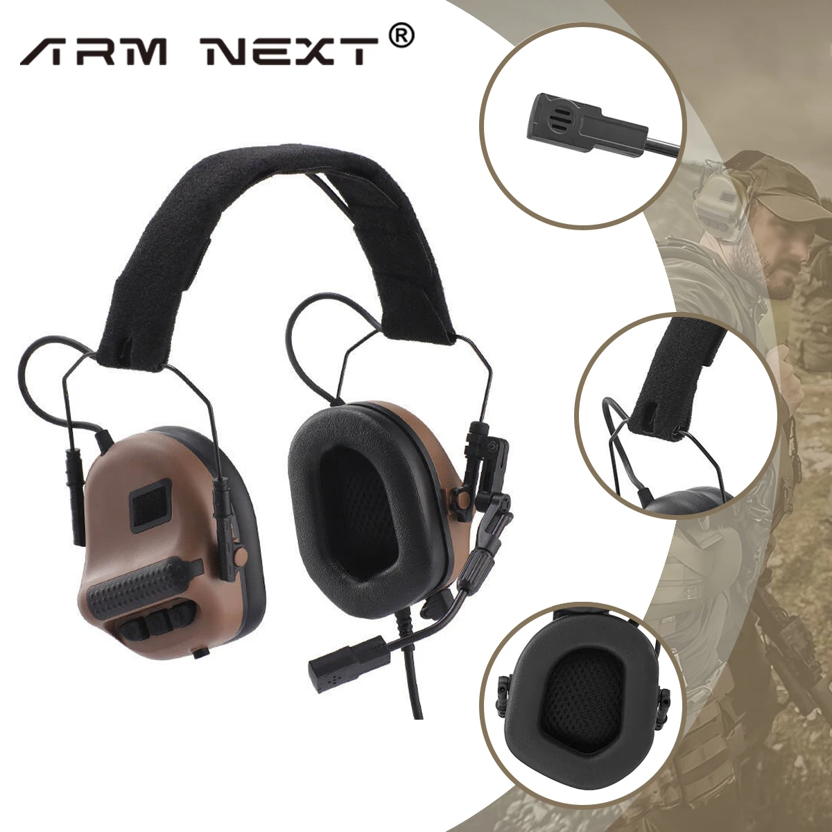 ARM NEXT Electronic Tactical Headset Active Noise Reduction Sound ...