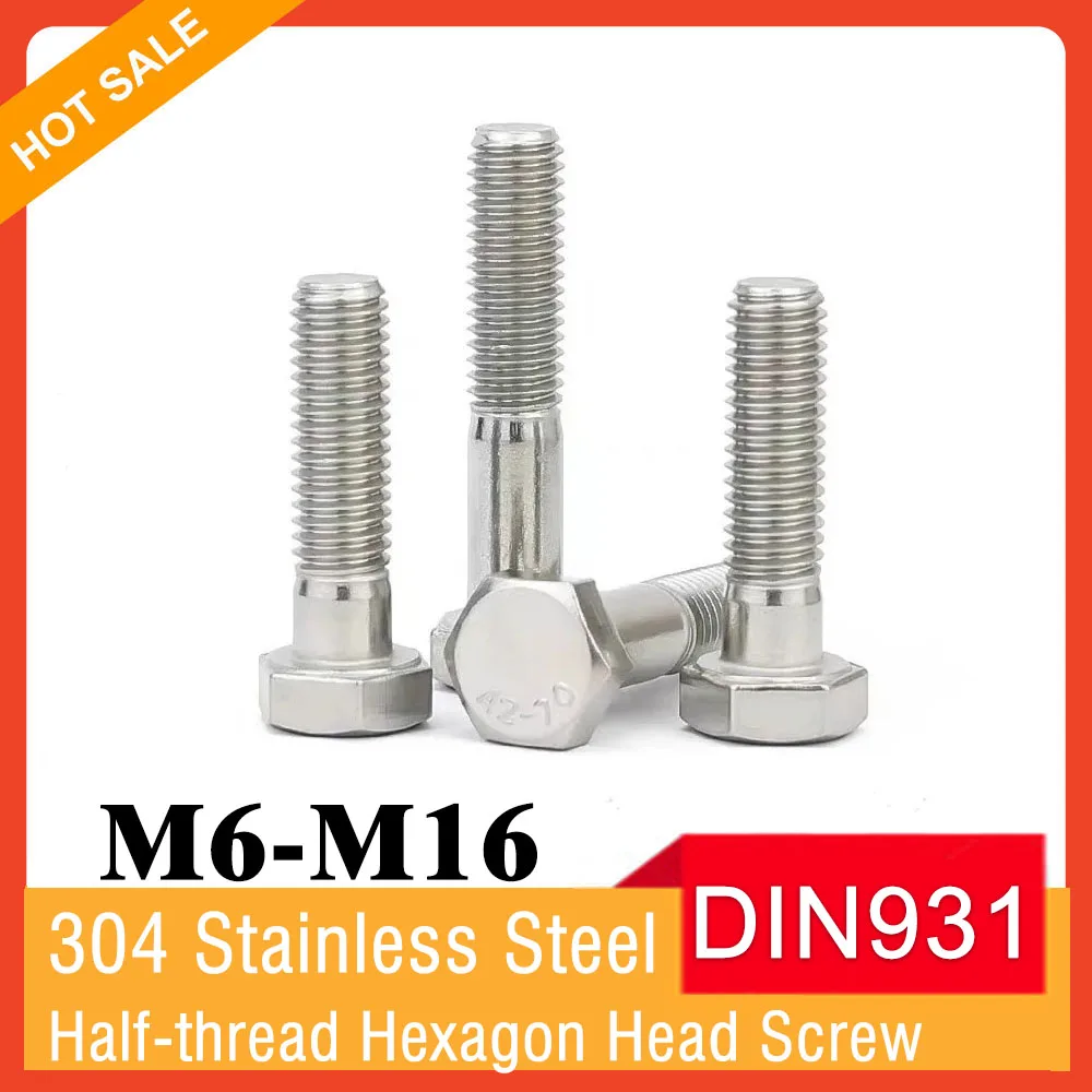M6-M8-M10-M12-M14-M16-Lengthened-Half-tooth-Bolt-304-316-Stainless ...