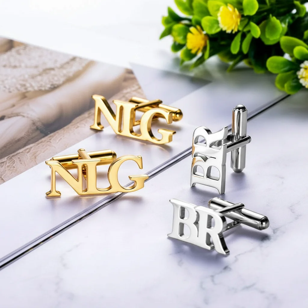 Custom Name Cufflinks Stainless Steel Women Men Groom Shirt Initials ...