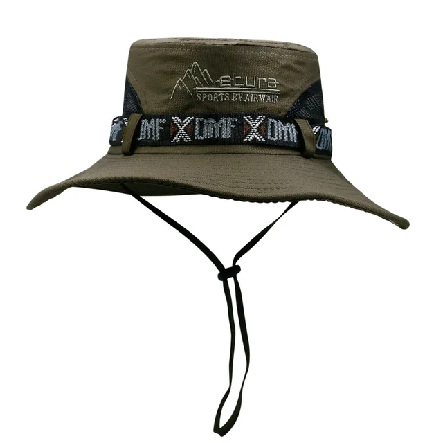 Summer Men Bucket Hat Outdoor UV Protection Wide Brim Panama Safari ...