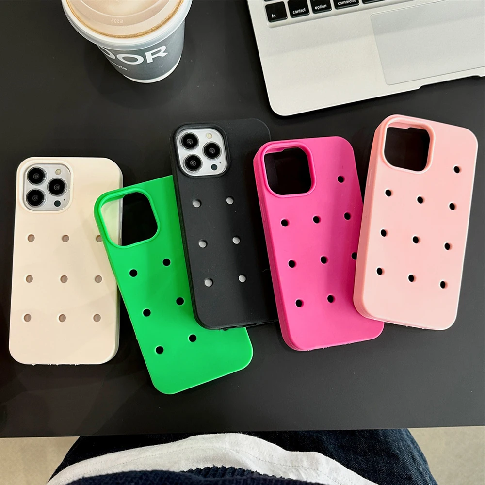 DIY-Hole-Silicone-Phone-Case-para-Crocs-Charms-protetor-respir-vel ...