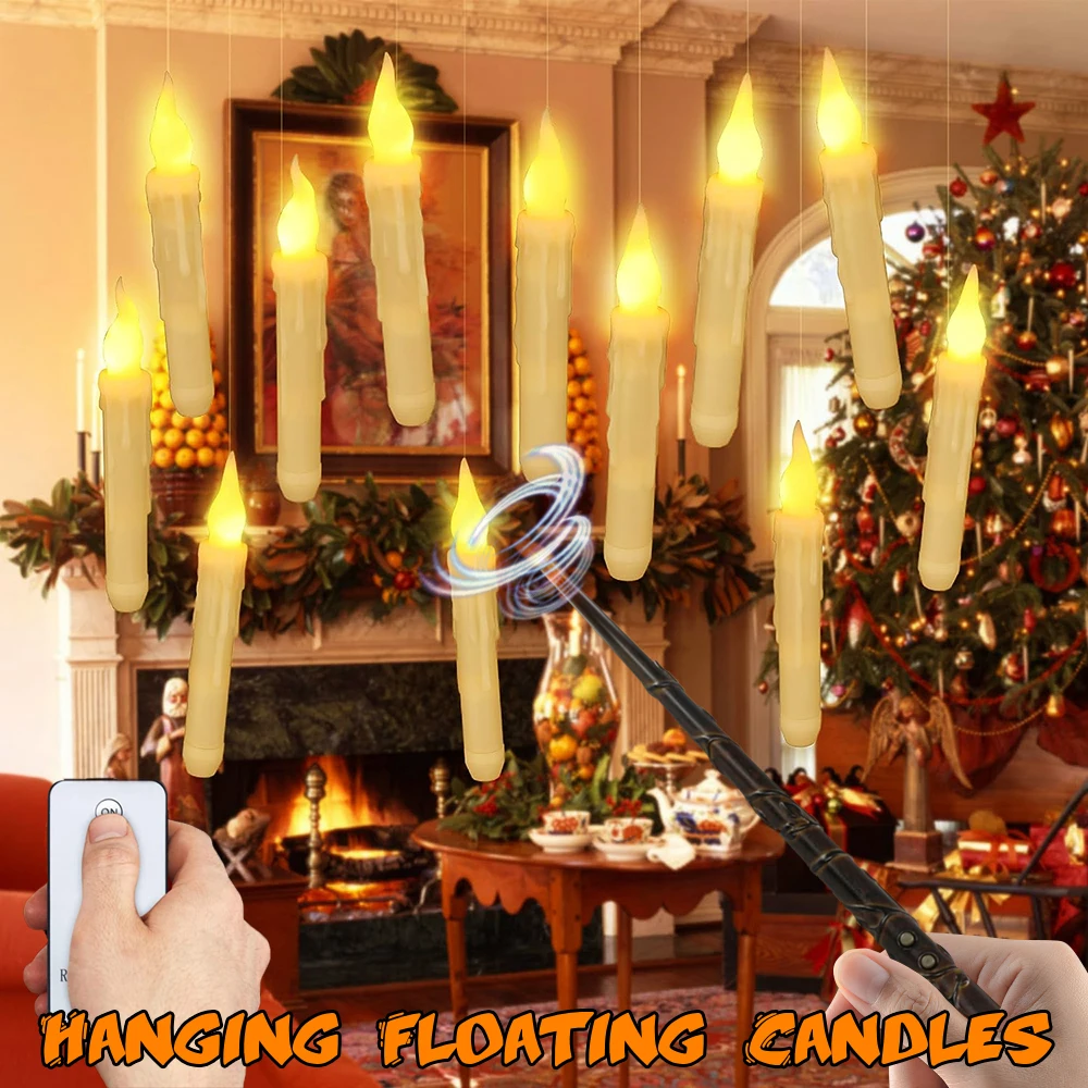 LED-Floating-Candles-with-Magic-Wand-Flickering-Flameless-Candle-Fake ...
