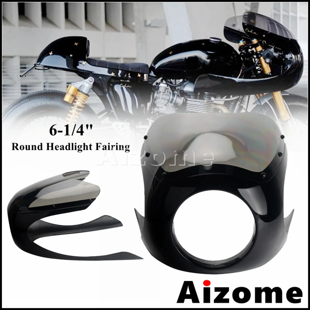 Motorcycle Half Fairing 6 1/4" Cafe Racer Headlight Windshield For ...