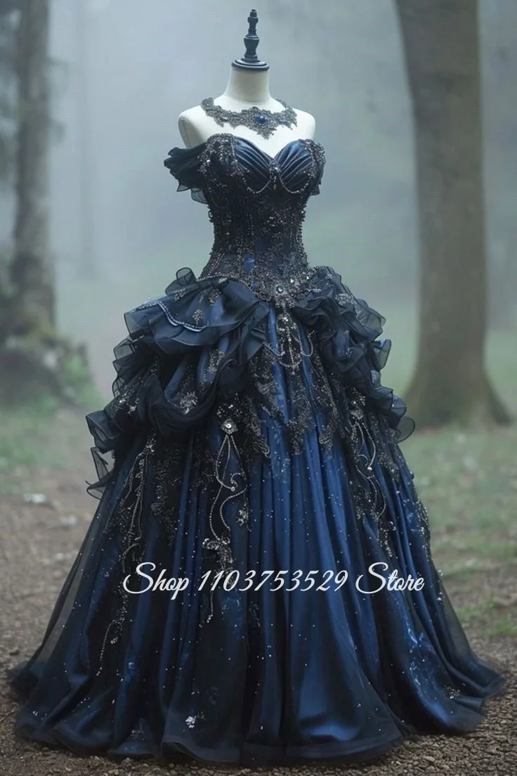Customized Vintage Victorian Gothic Ball Gown Strapless Opulent Corset ...