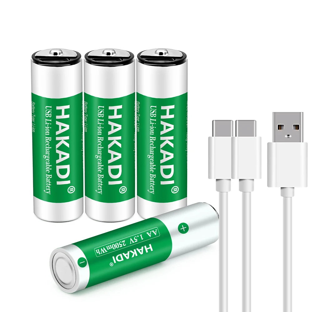 Aa Lithium Battery 1.5v 2500mwh Batteries Rechargeable With 2 In 1 Usb ...