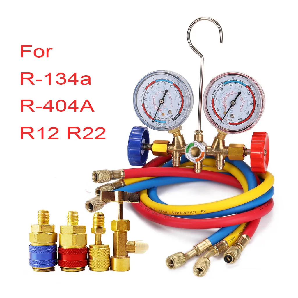 2022 3 Way Refrigerant Gauge AC Diagnostic Manifold Freon Gauge Set for ...
