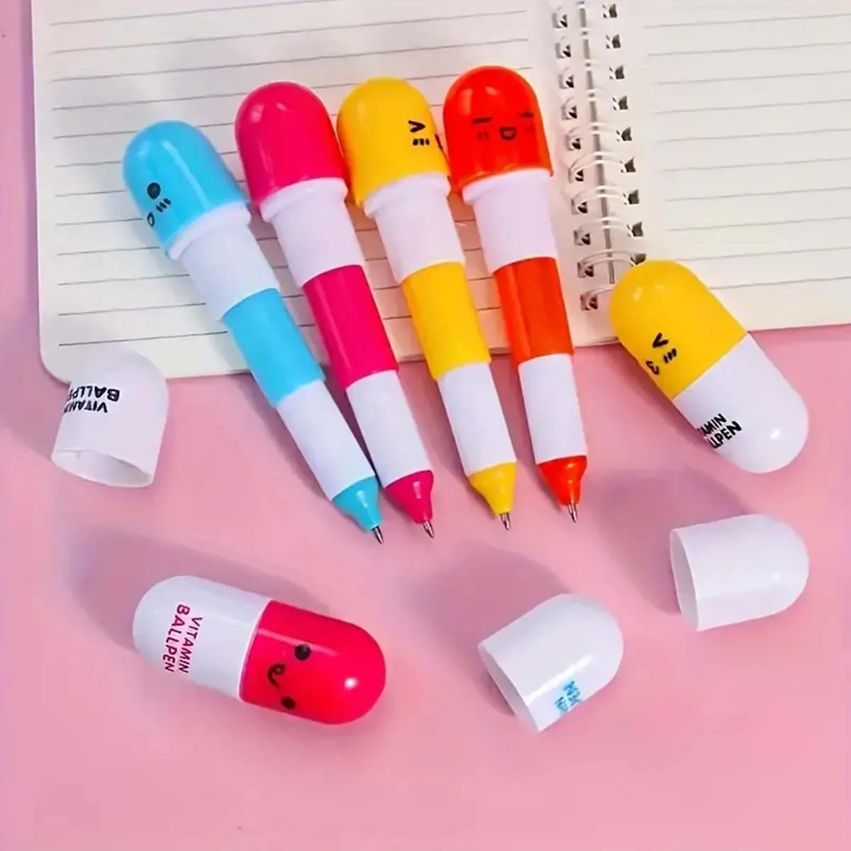 12pcs-Cartoon-Pill-Pen-Capsule-Telescopic-Ballpoint-Pen-Children ...