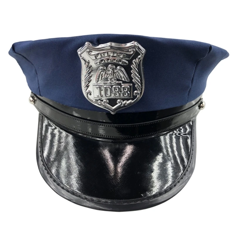 Uniform Hat Police Costume Men Badge Women Newsboy Hat Police Officer ...