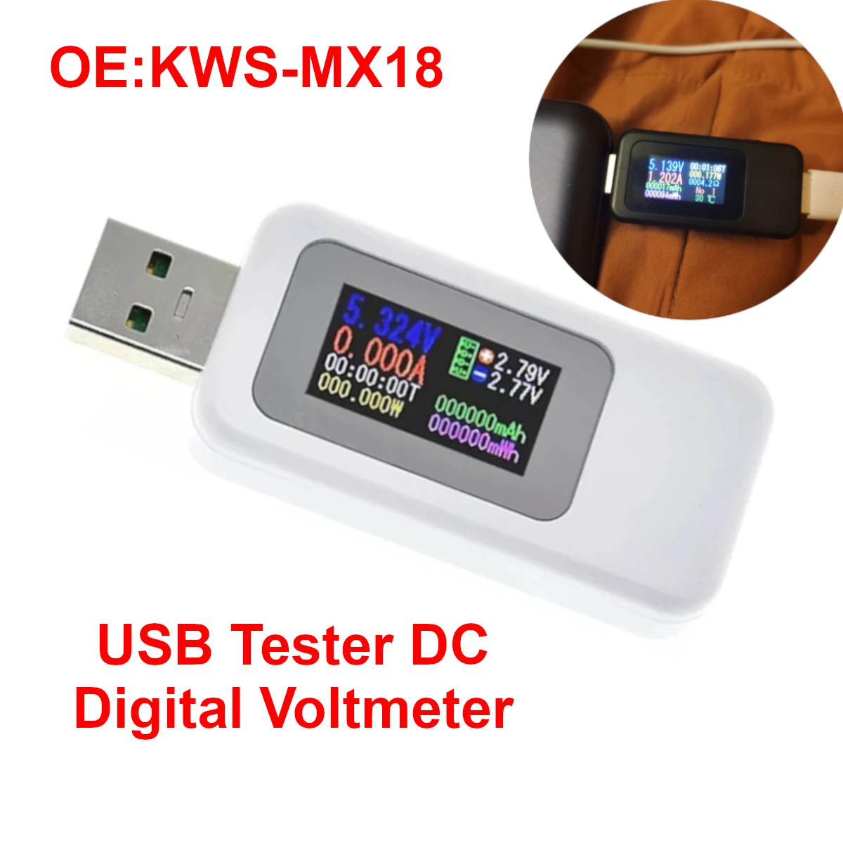 USB DC Digital Voltmeter Current Voltage Charger Capacity Detector ...