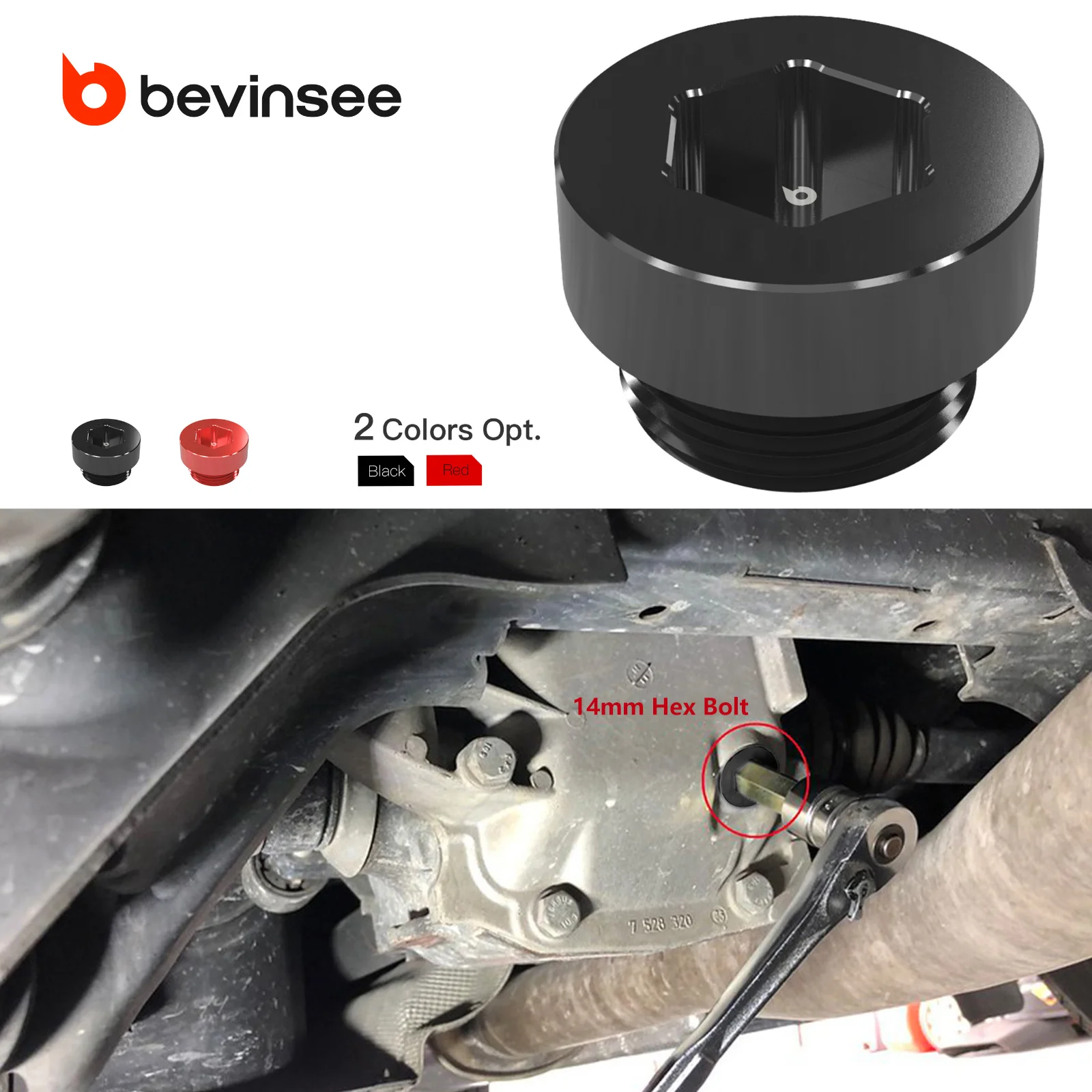 BEVINSEE Aluminum Differential Drain Plug with O-Ring for BMW E46 E90 ...