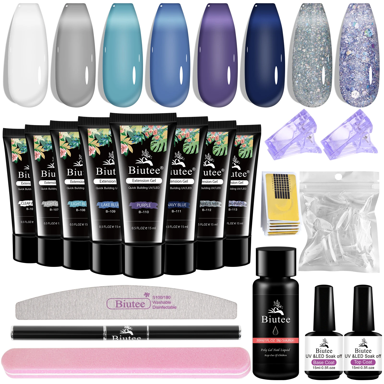 Biutee-15ML-Poly-Nail-Gel-Set-Manicure-Set-Gel-Cuticle-Pusher-Finger ...