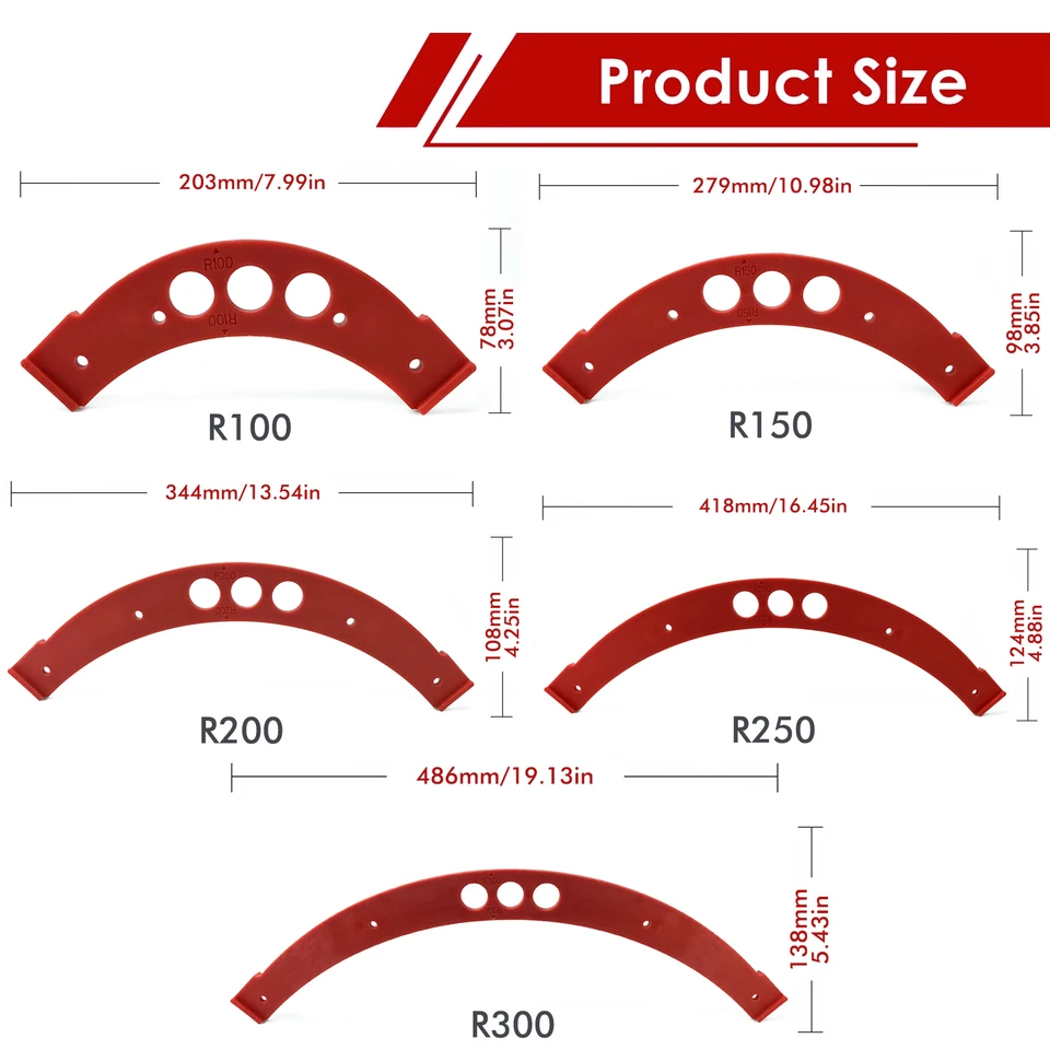 5Pcs Round Corner Radius Templates, Radius Jig Router Template,Arc ...