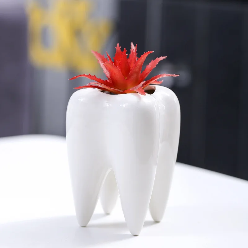 Creativity-Ceramic-Vase-Teeth-Shape-Plant-Pot-Ornament-Arrangement ...