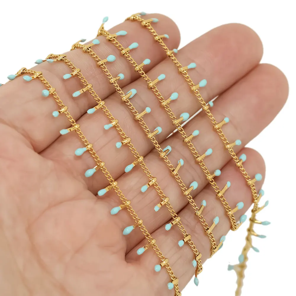 1-Meter-Stainless-Steel-Chains-Blue-Enamel-Necklaces-Snake-Link-Chains ...