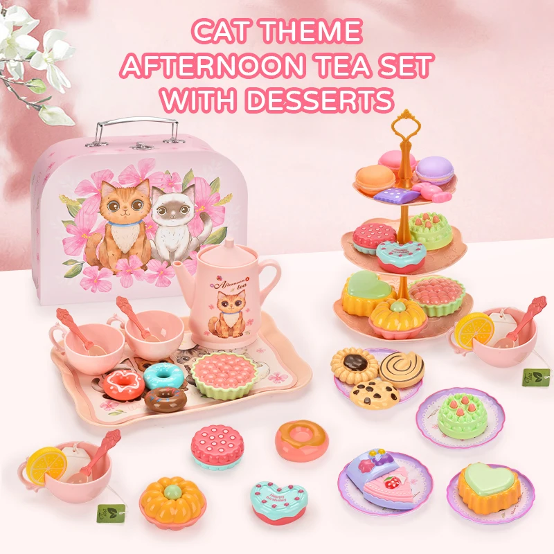 46pcs-New-Tea-Set-for-Little-Girls-and-Boys-Tea-Party-Time-Toys-Cat ...