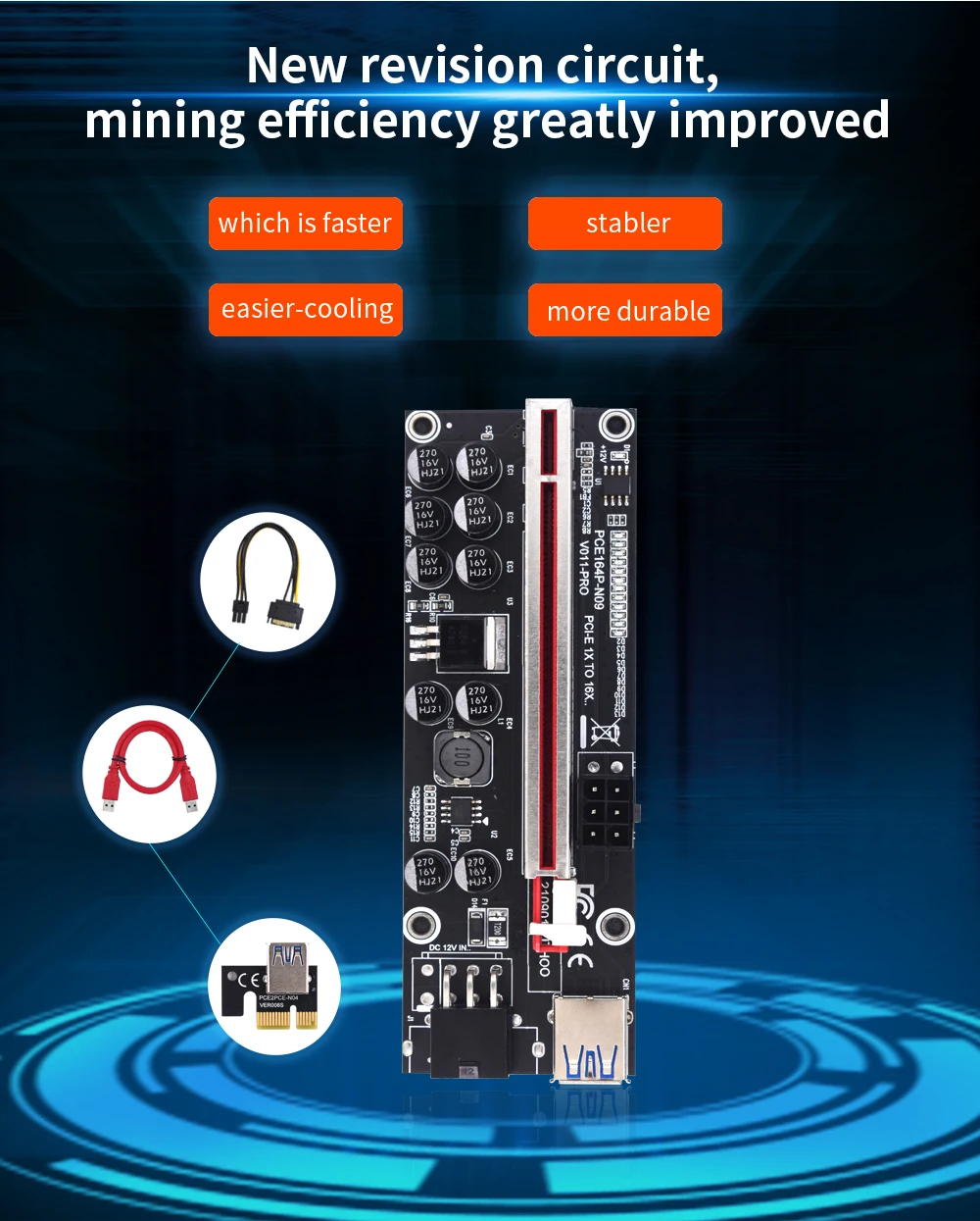 1/6/10pcs Tishric Dual 6pin Pci-e Riser For Video Card Pci Express Cpu ...