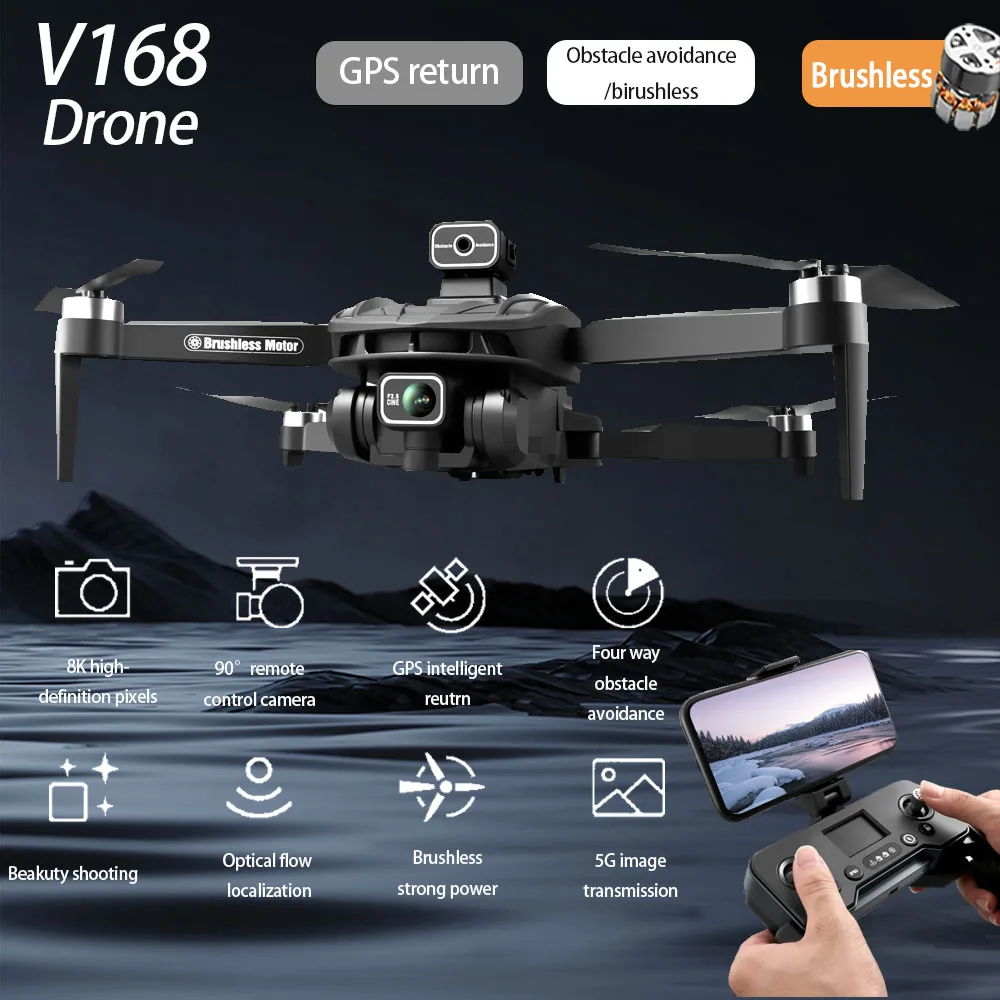 New-V168-Brushless-8K-Dual-Camera-FPV-Shooting-Drone-GPS-Obstacle ...