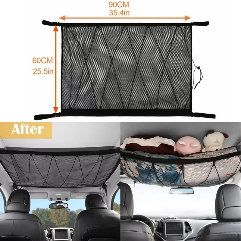 Car-Ceiling-Storage-Adjustable-Roof-Net-Mesh-Pocket-For-Van-SUV ...