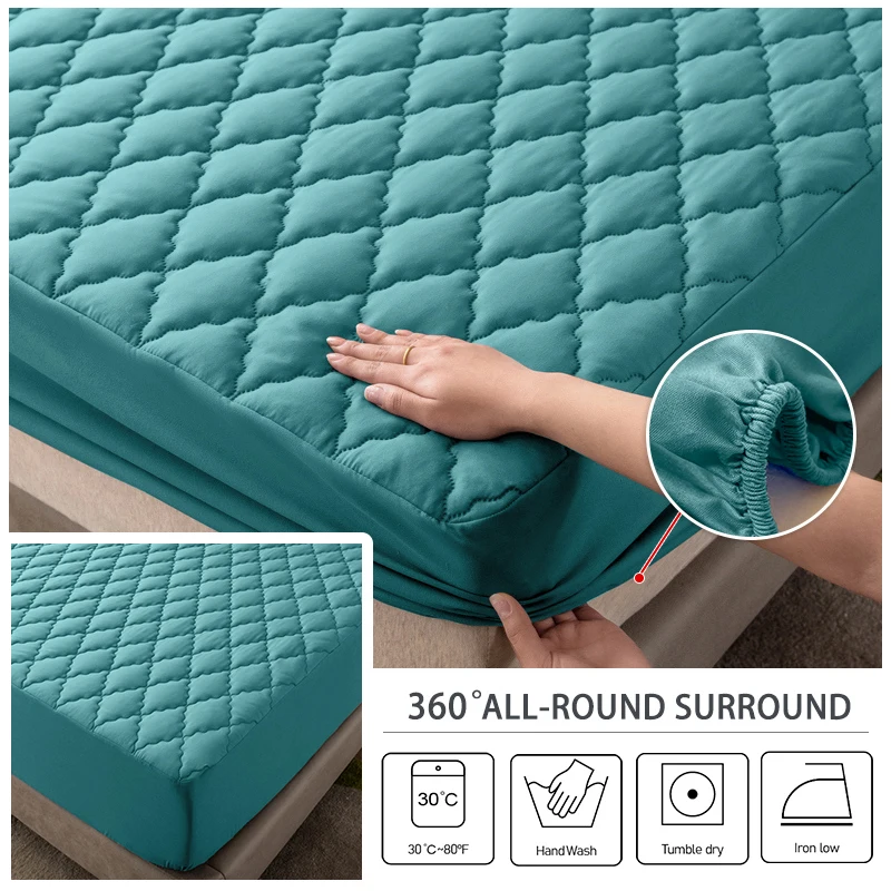 Waterproof-Mattress-Cover-Thickened-Padding-Comfortable-Fabric-Bed ...