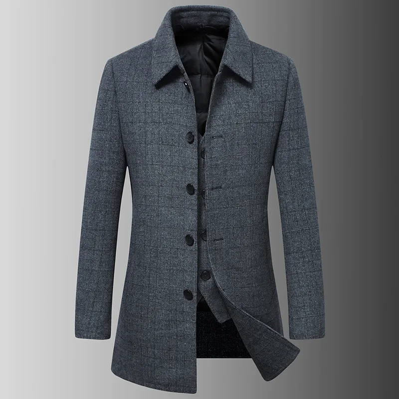 [Liner Detachable] Men's lapel woolen overcoat reversible wool overcoat ...