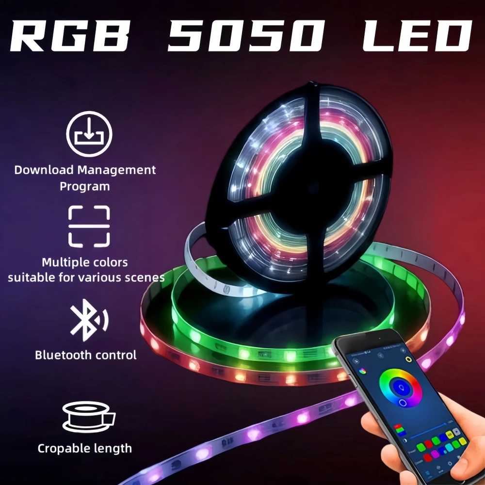 12LED-5050-RGB-Color-USB-Tpae-Bluetooth-7w-m-Bedroom-Decoration-5050-1 ...