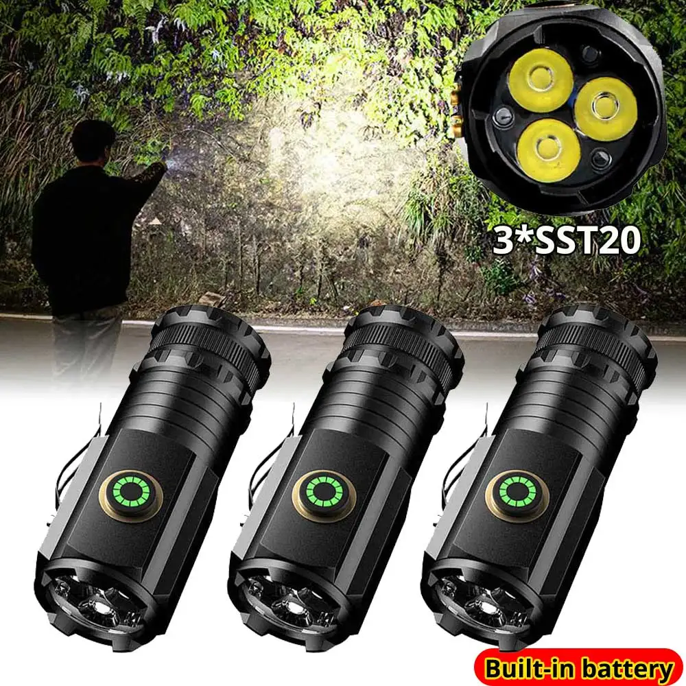 10000 Lumen 3PCS LED Flashlight Type-C Rechargeable Outdoor Most ...