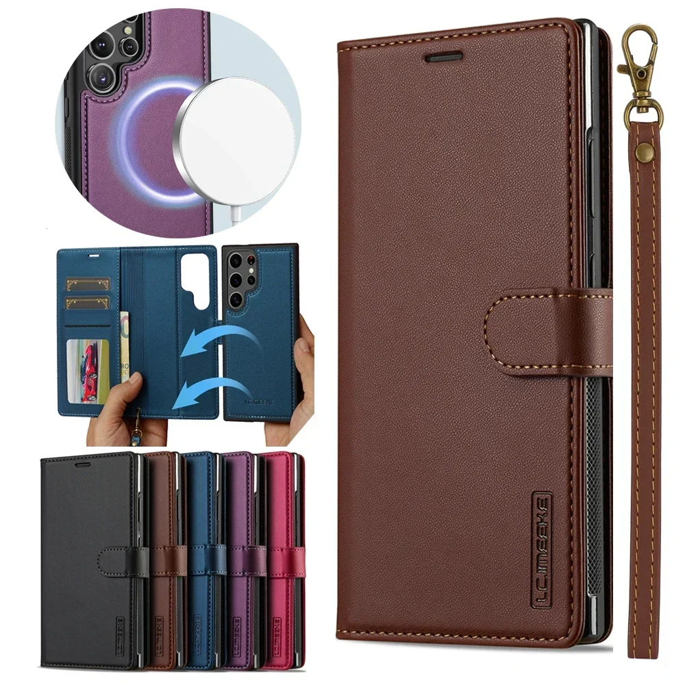 Magnetic Flip Leather Wallet Phone Case with Magsafe Compatibility for ...