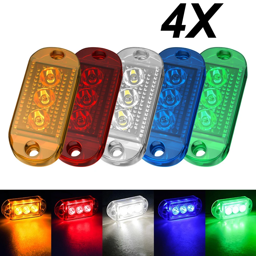 4PCS-Warning-Light-LED-Diode-Light-Oval-Clearance-Trailer-Truck-Orange ...