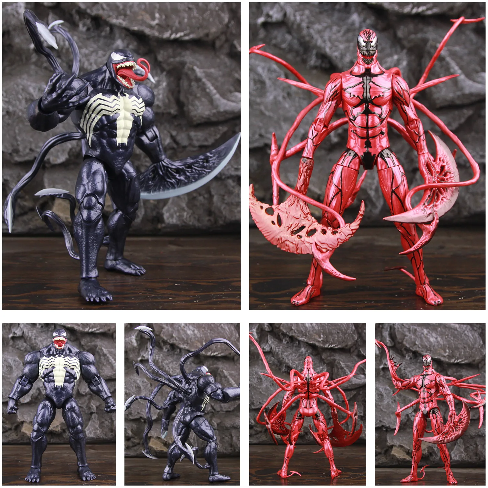ZD Toys Marvel Venom Edward Eddie Brock Carnage Cletus Kasady 8" Action Figure Black Symbiont ...