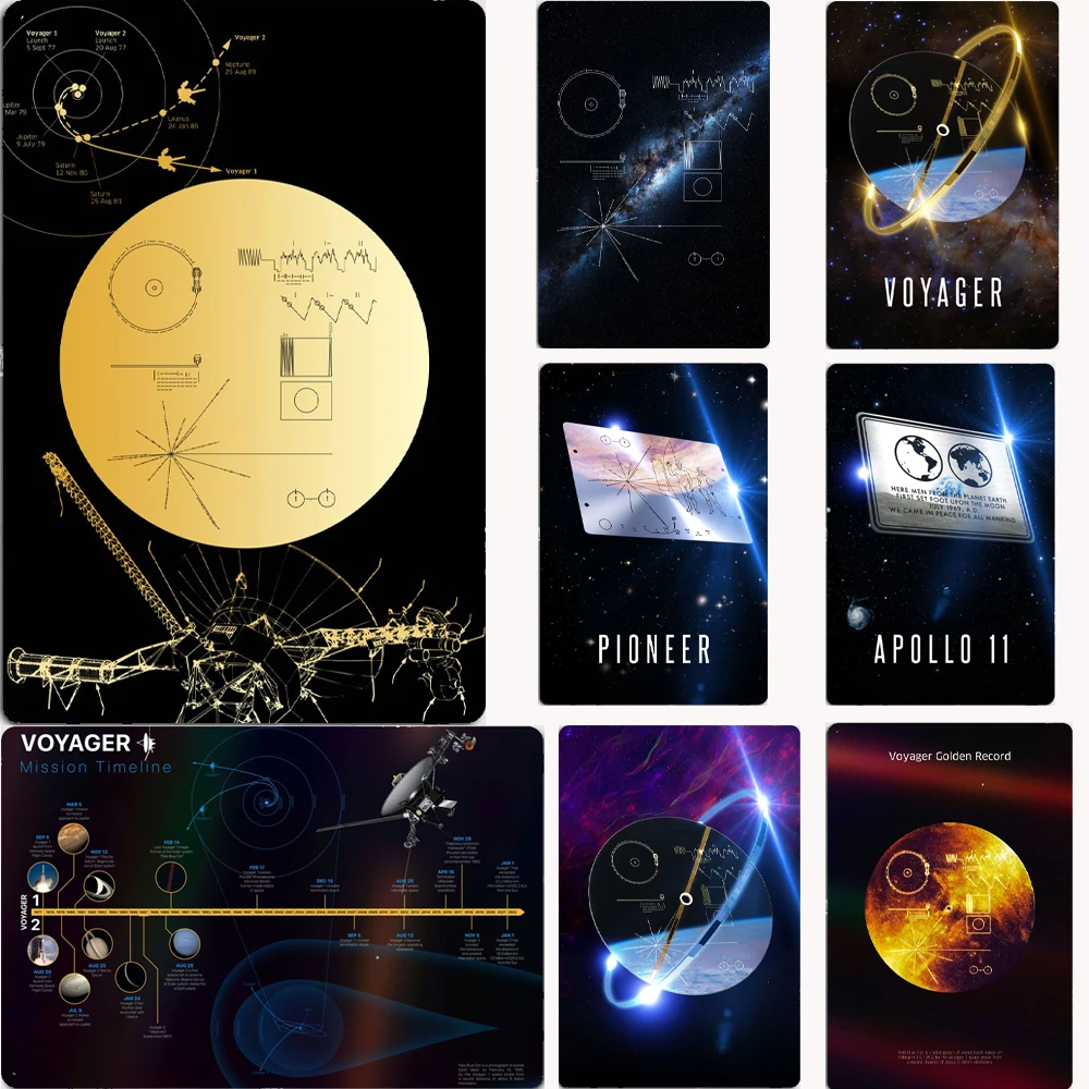 Voyager 1 Golden Record Space Poster Metal Print Mural Garage ...