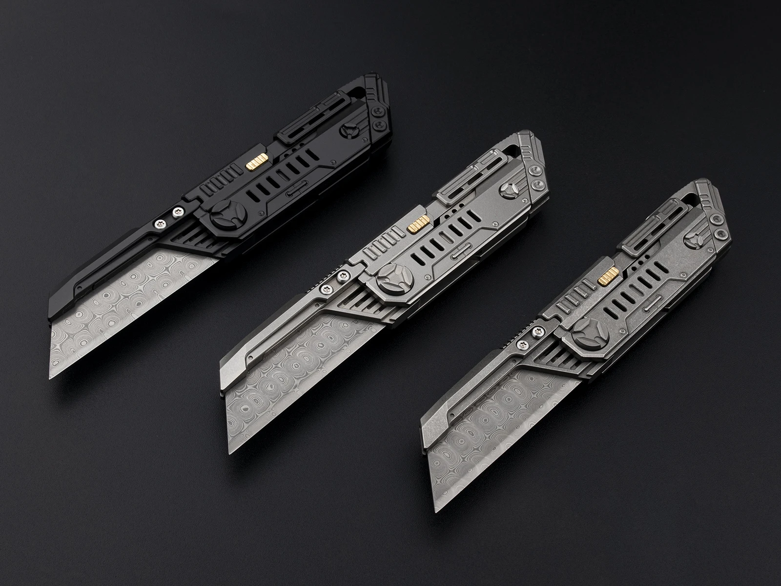 NAITHAWK Alien Utility Knife Folding Cutter Art M390 Damascus Blade ...