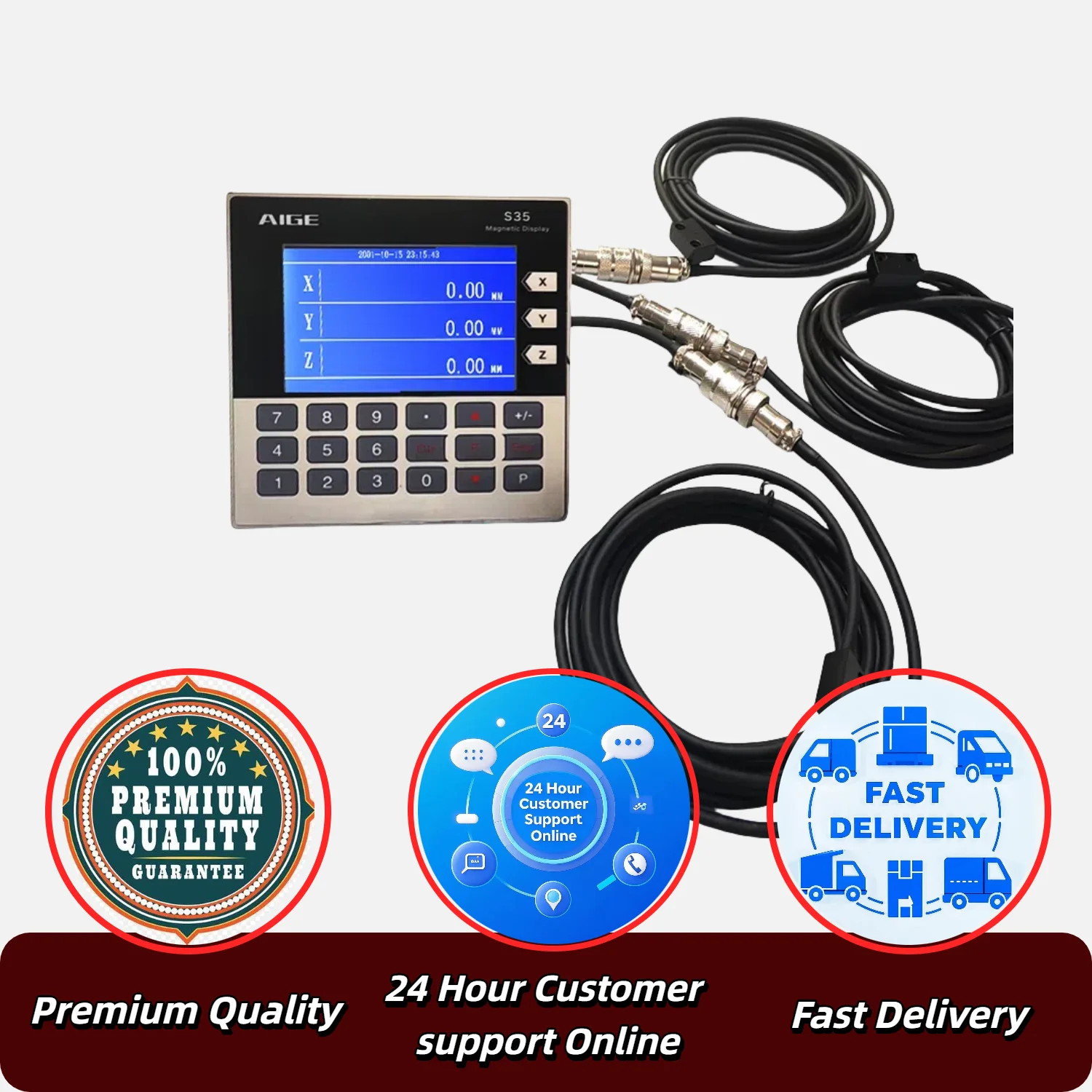 AIGE S35 LCD Digital Readout System 3 Kit Lathe Milling Machine